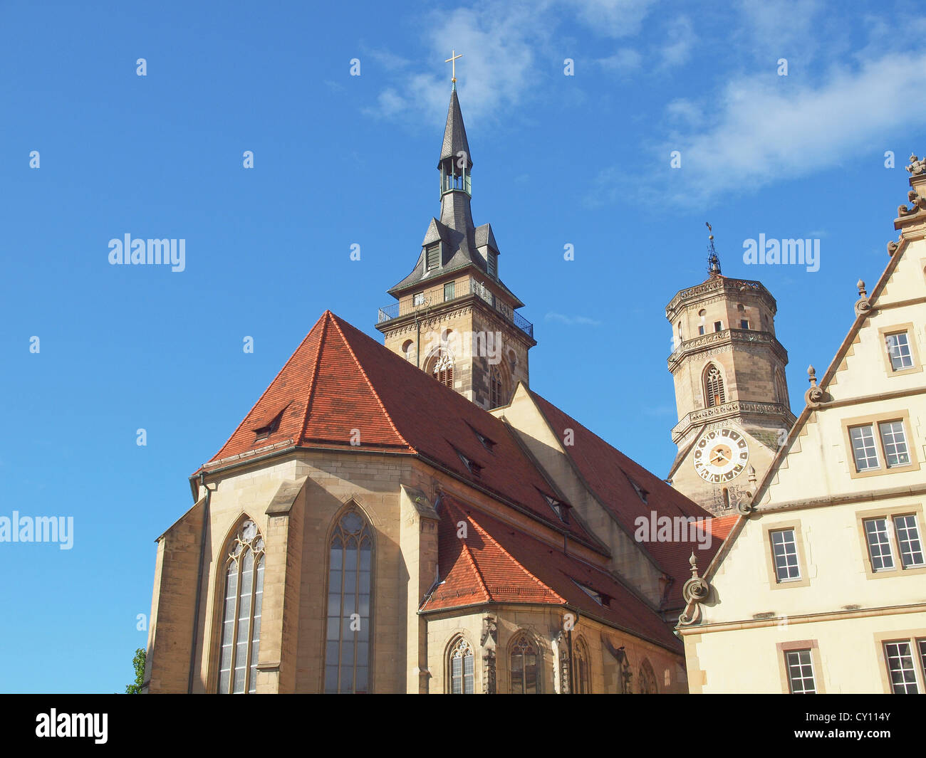 Stiftskirche Church in Schillerplatz, Stuttgart, Germany Stock Photo ...