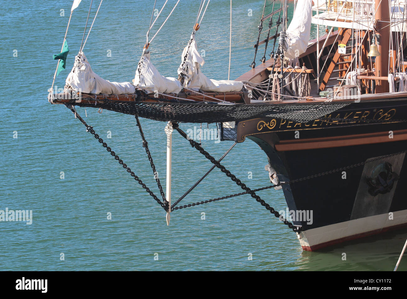 Front part of a sailing ship in water Stock Photo - Alamy