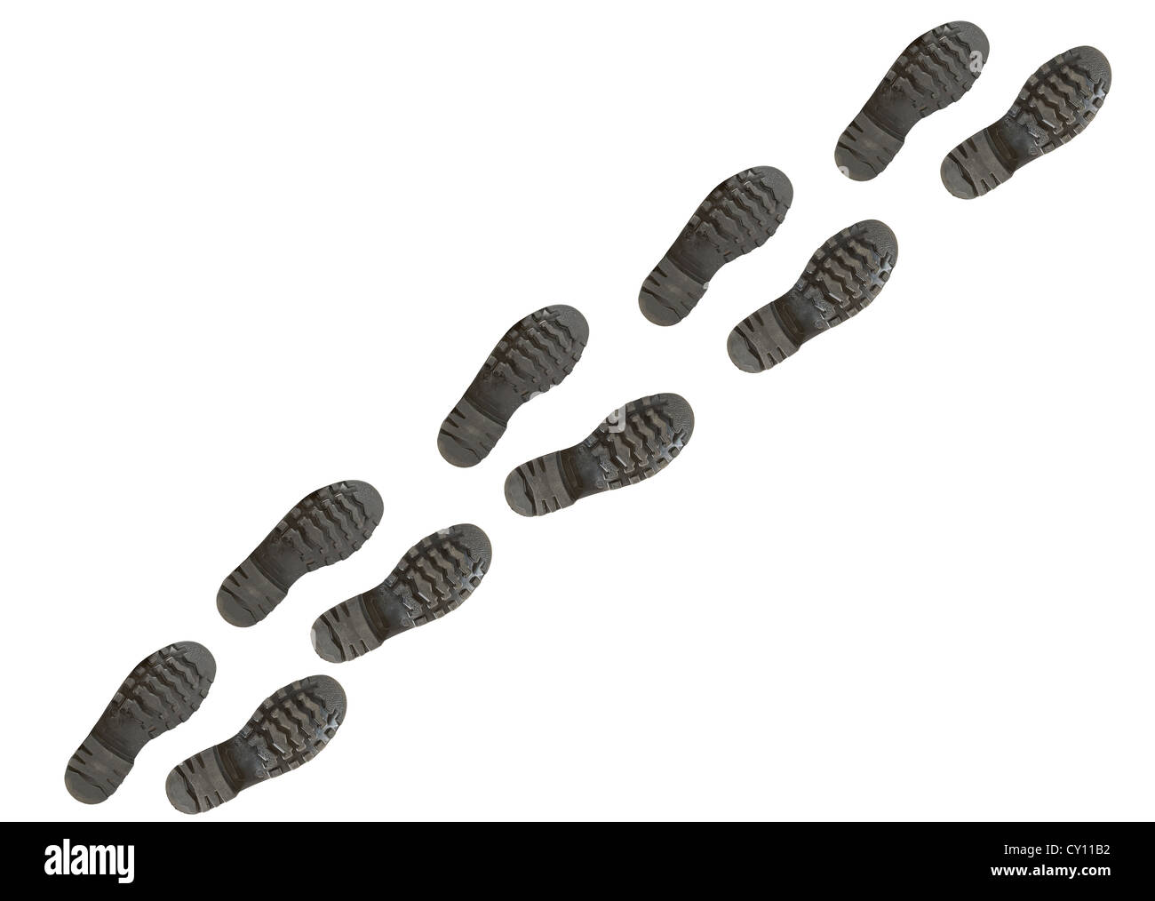Traces of army boots on a white background Stock Photo - Alamy