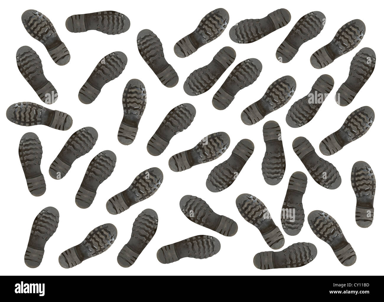 Traces of army boots on a white background Stock Photo - Alamy