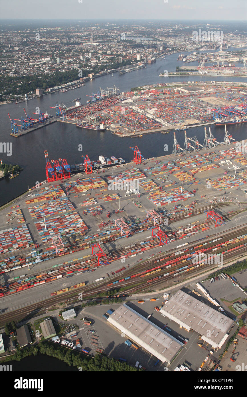 Aerial photo of Port of Hamburg, hafen Hamburg, daylight Stock Photo ...