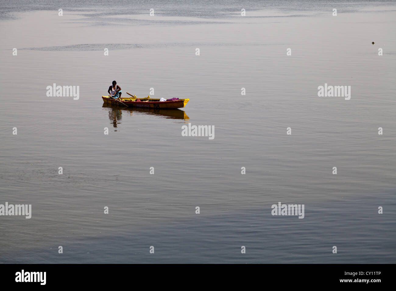 Boat on the River Ganges in Varanasi, India Stock Photo - Alamy