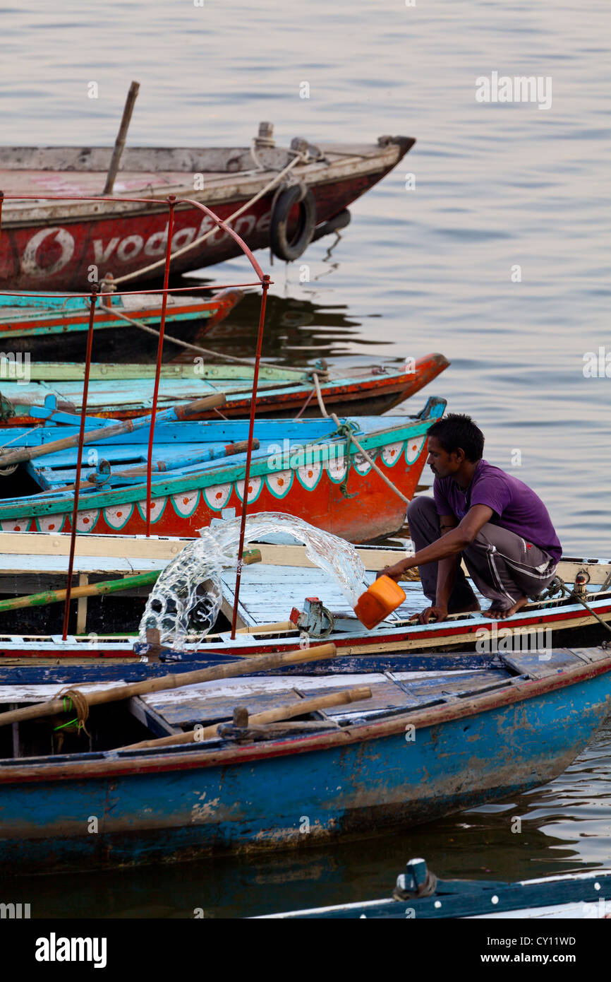 Boats on the River Ganges in Varanasi, India Stock Photo - Alamy