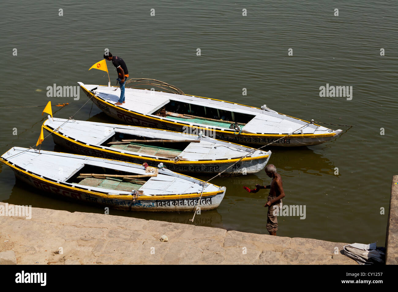 Boats on the River Ganges in Varanasi, India Stock Photo - Alamy