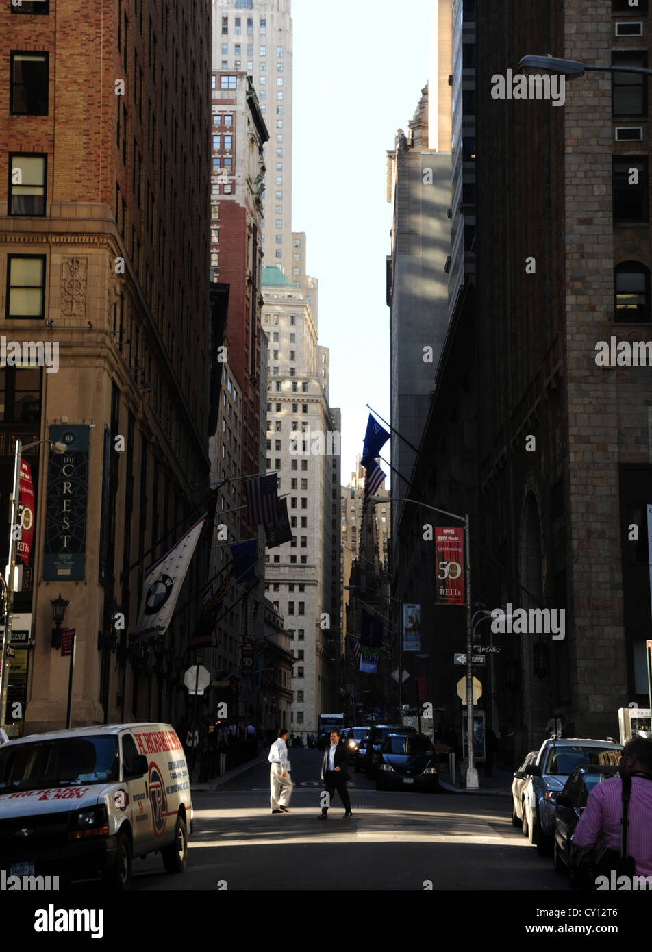 Blue sky sun shade urban alley portrait, towards Trinity Church, 2 ...