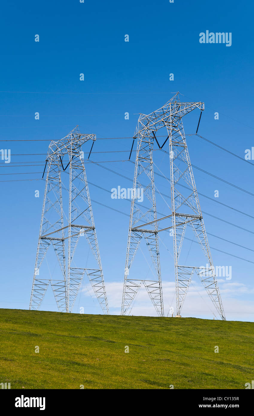 High Tension Towers Stock Photo - Alamy
