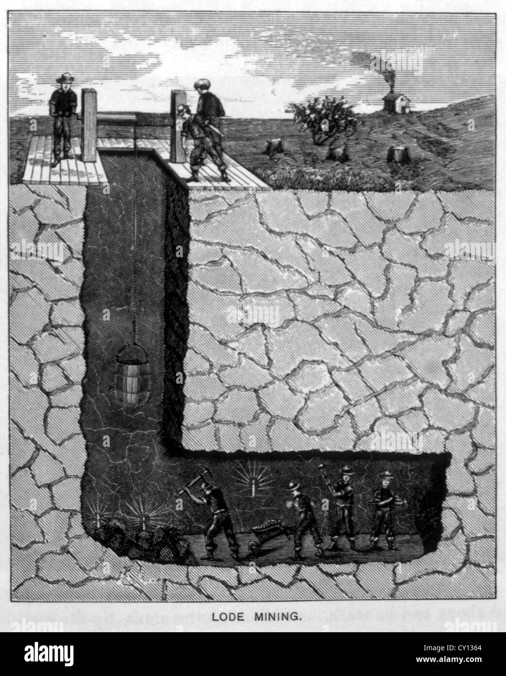Lode Mining, Engraving, Circa 1897 Stock Photo - Alamy