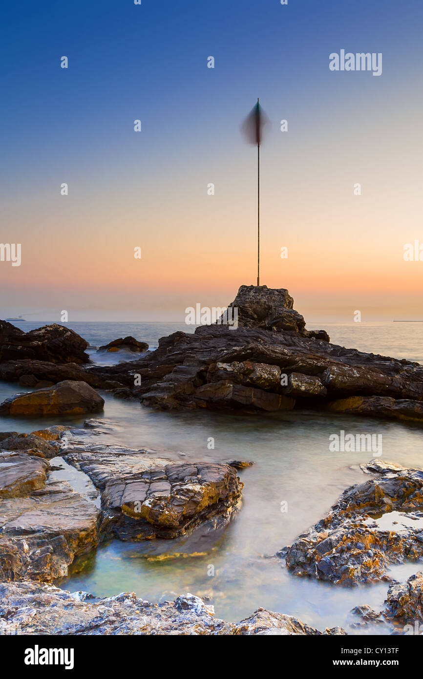 the sea of Genoa Quarto dei Mille in the sunset Stock Photo - Alamy