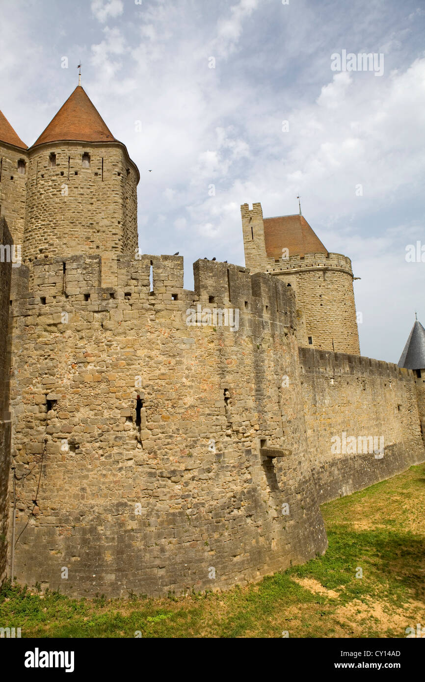The ancient fortification of Carcassone in southern France Stock Photo ...