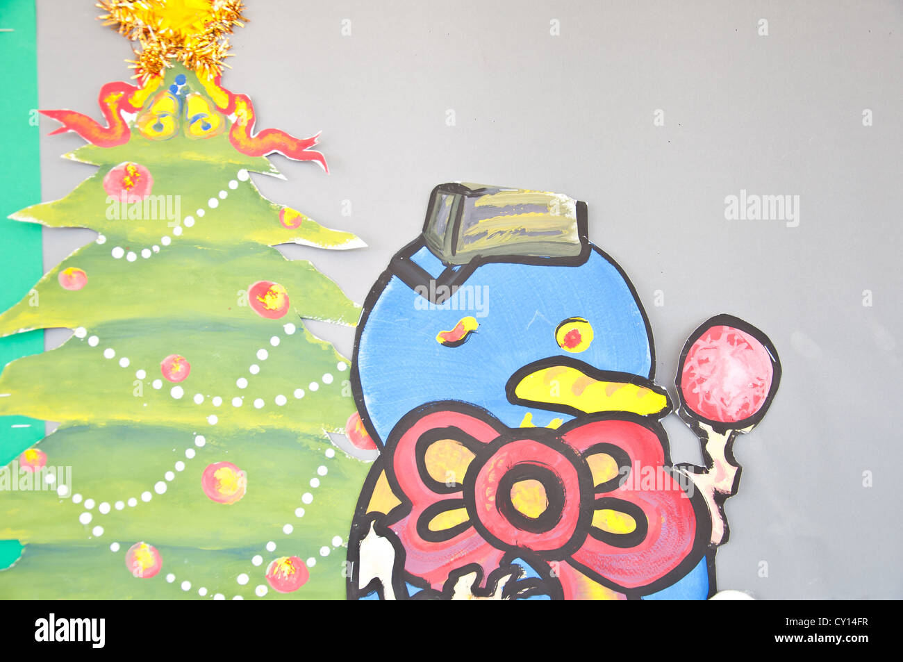 snow doll and Christmas tree art work from paper Stock Photo - Alamy