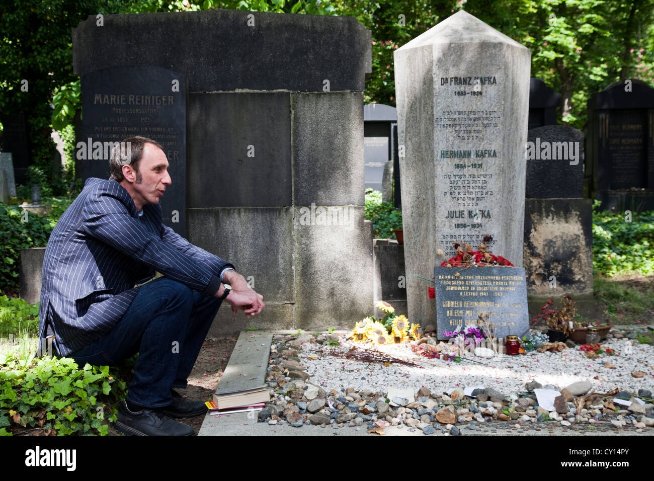 British writer Will Self visiting Franz Kafka's grave at Prague's ...