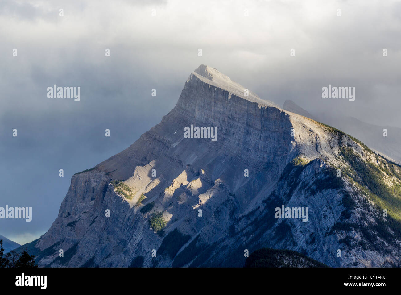 Mount Rundle is formed of outcrops of massive limestones in Banff ...