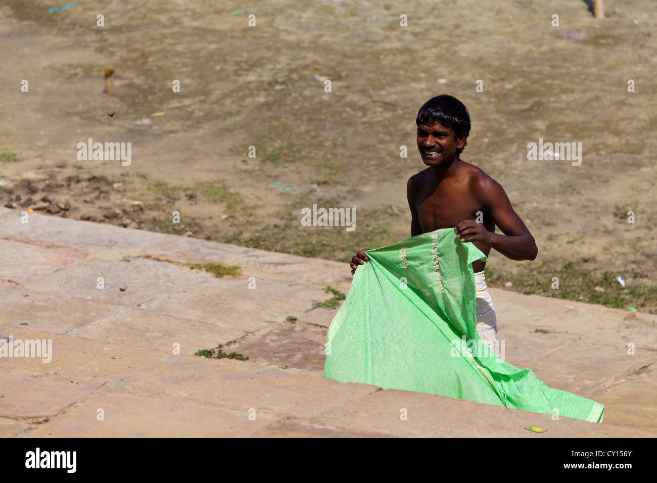 Indian Man at the Ghats in Varanasi, India Stock Photo - Alamy