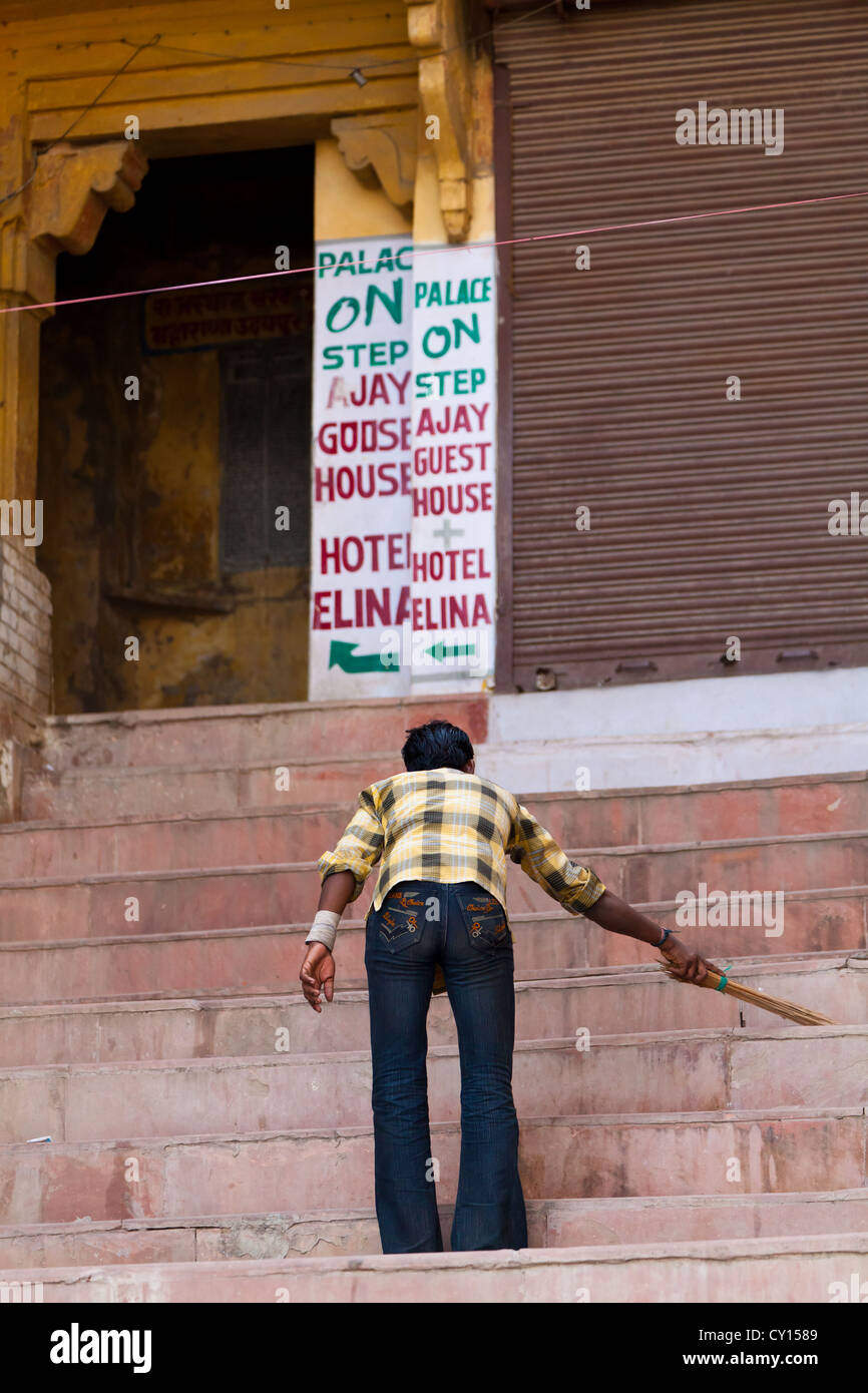 Indian Man at the Ghats in Varanasi, India Stock Photo - Alamy
