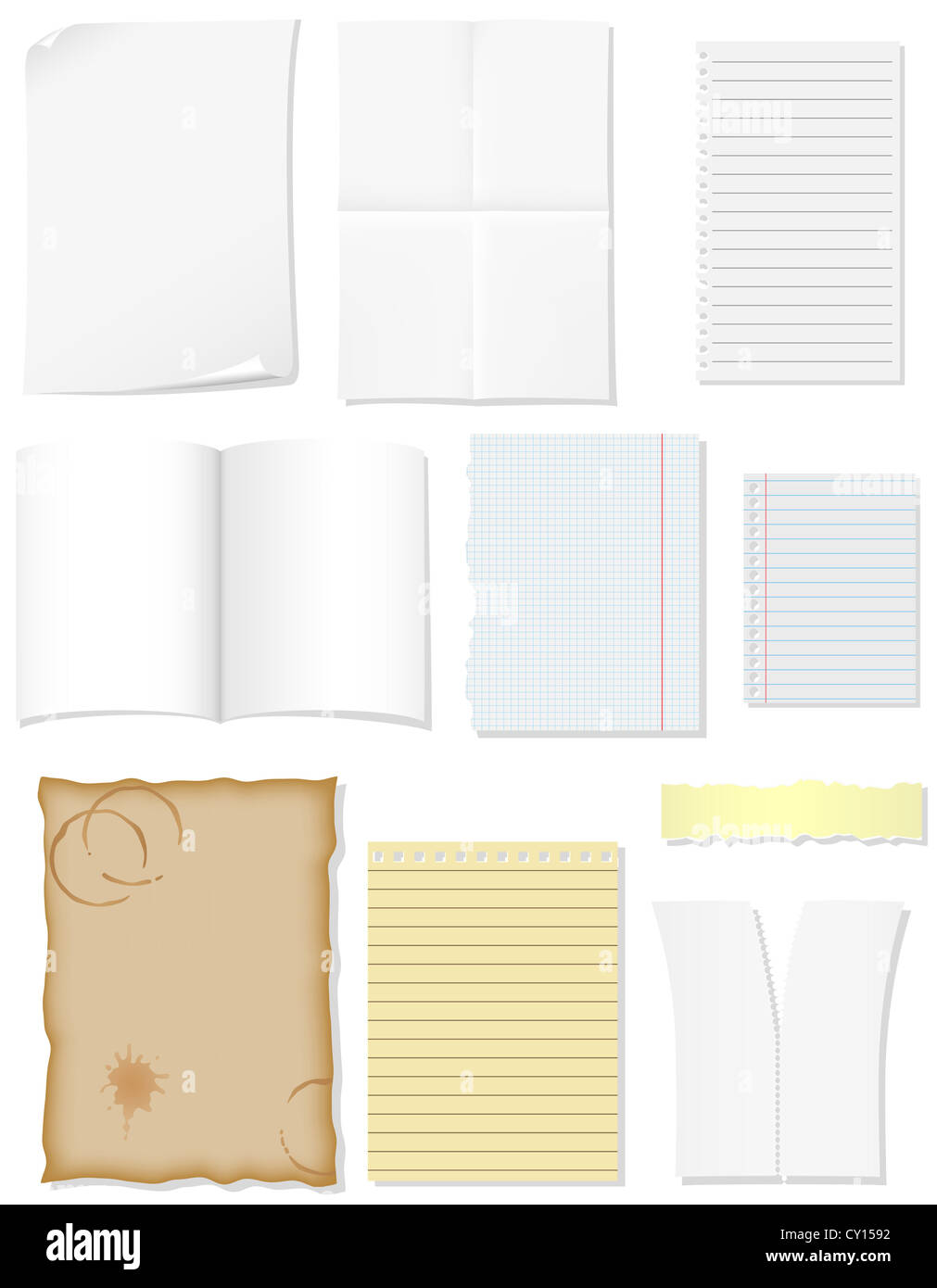 set blank sheets of paper for design illustration isolated on white ...