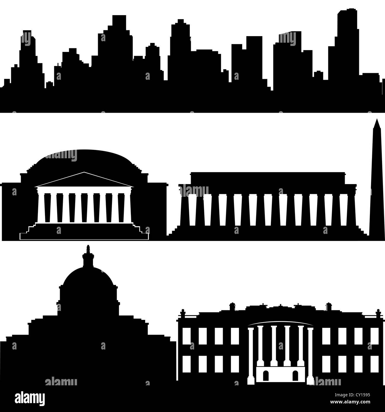 Contours of buildings and constructions. Illustration on white ...