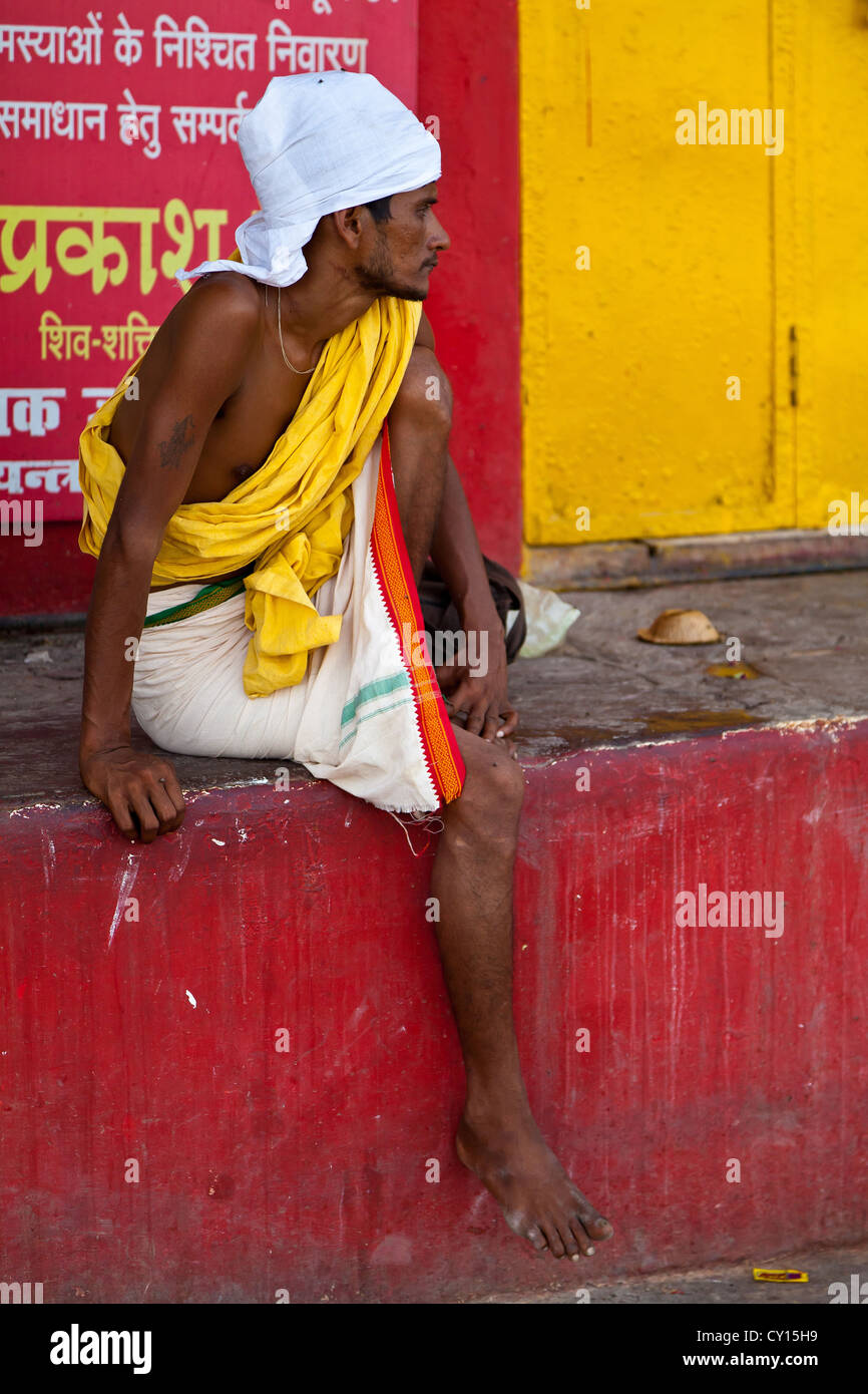 Indian Man at the Ghats in Varanasi, India Stock Photo - Alamy