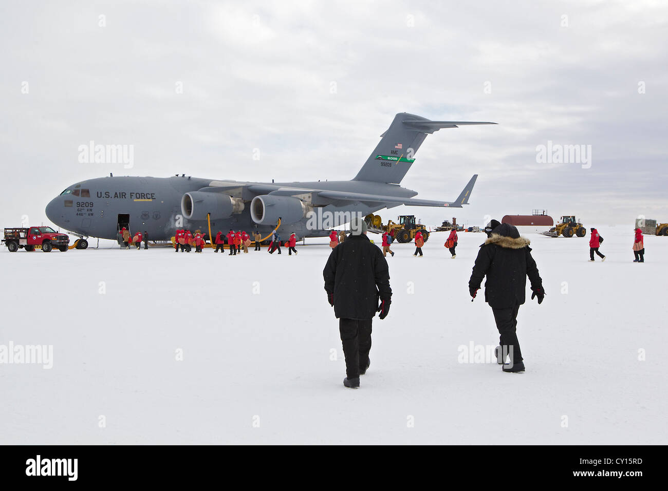C 17 airplane in Antarctica, military transport aircraft, ice runway ...
