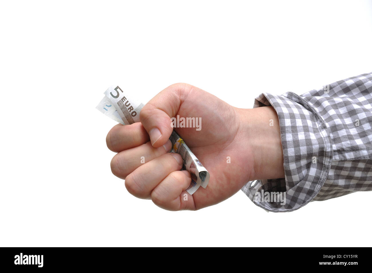 Man squeezeing money Stock Photo - Alamy