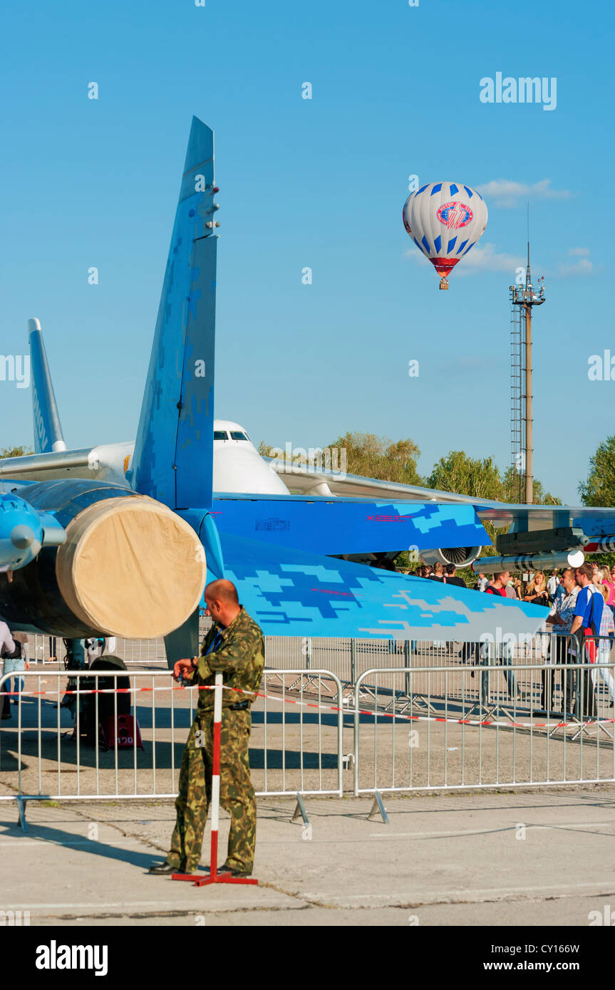 Balloon, fighter and transport airplane Stock Photo - Alamy