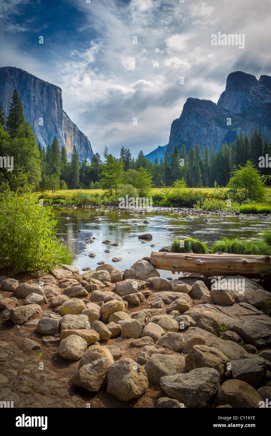 Yosemite National Park, California, El Capitan, Merced river Stock ...
