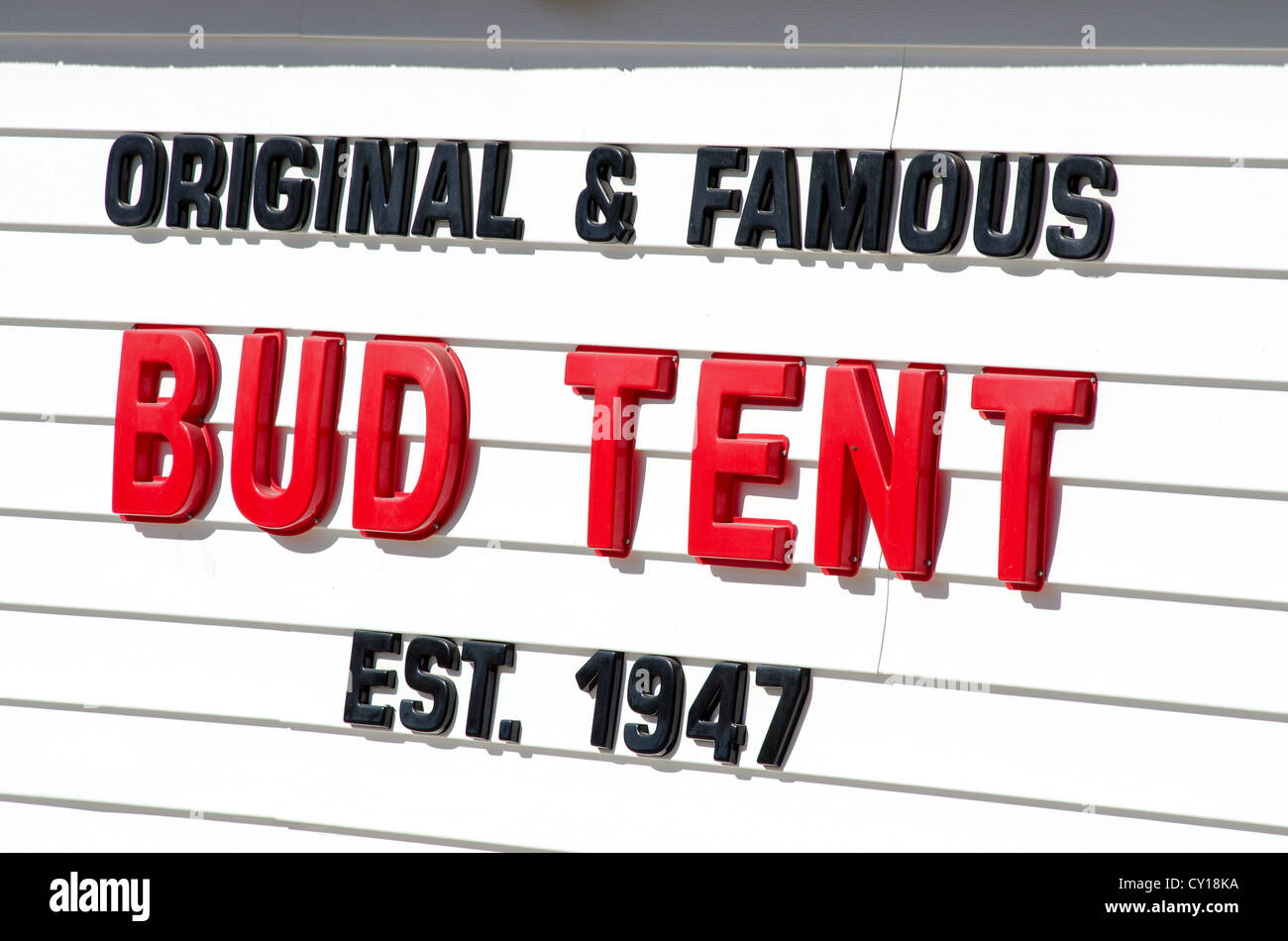 Bud Tent Sign USA Stock Photo - Alamy
