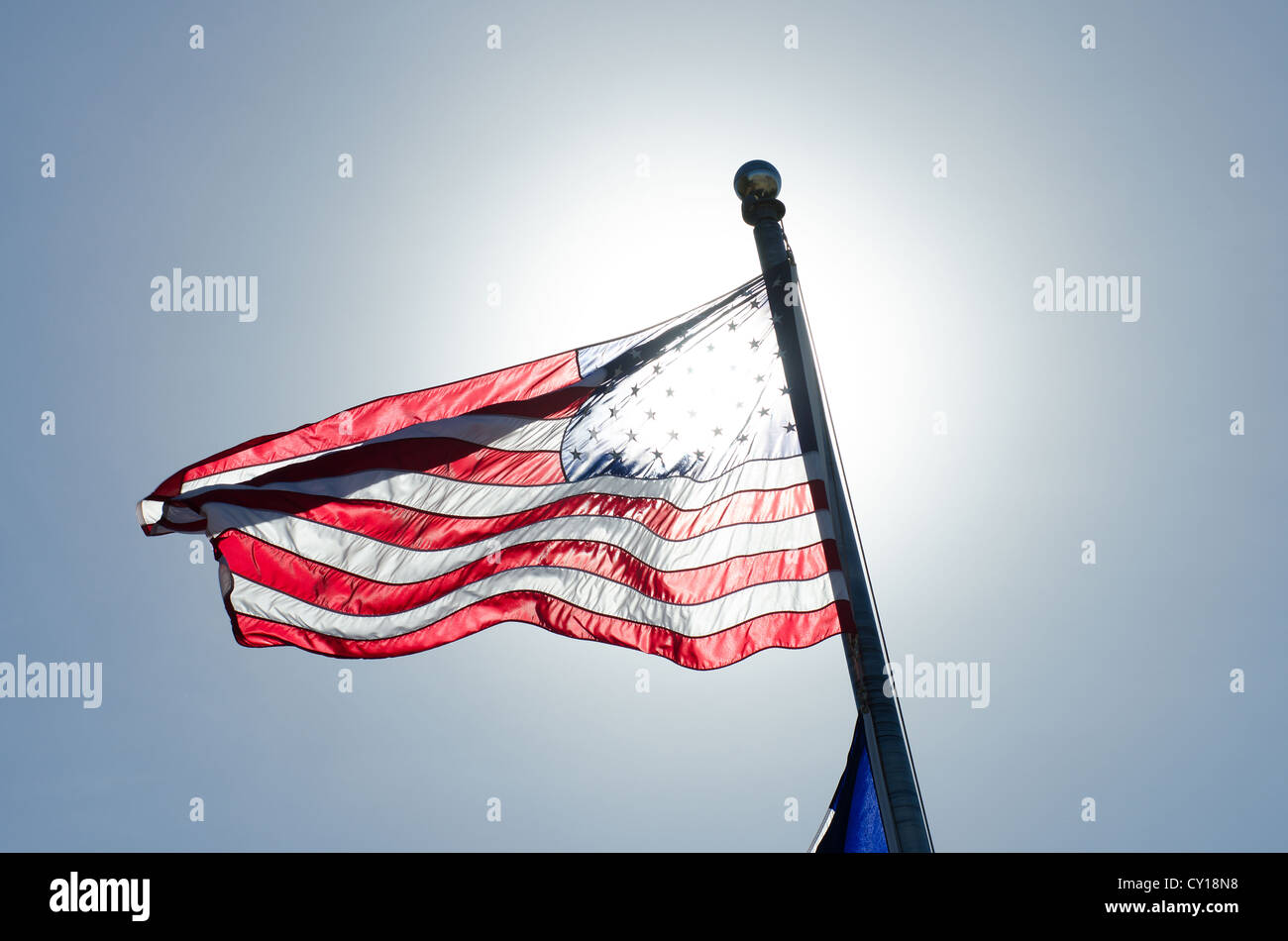 Sun Behind USA Flag Stock Photo - Alamy