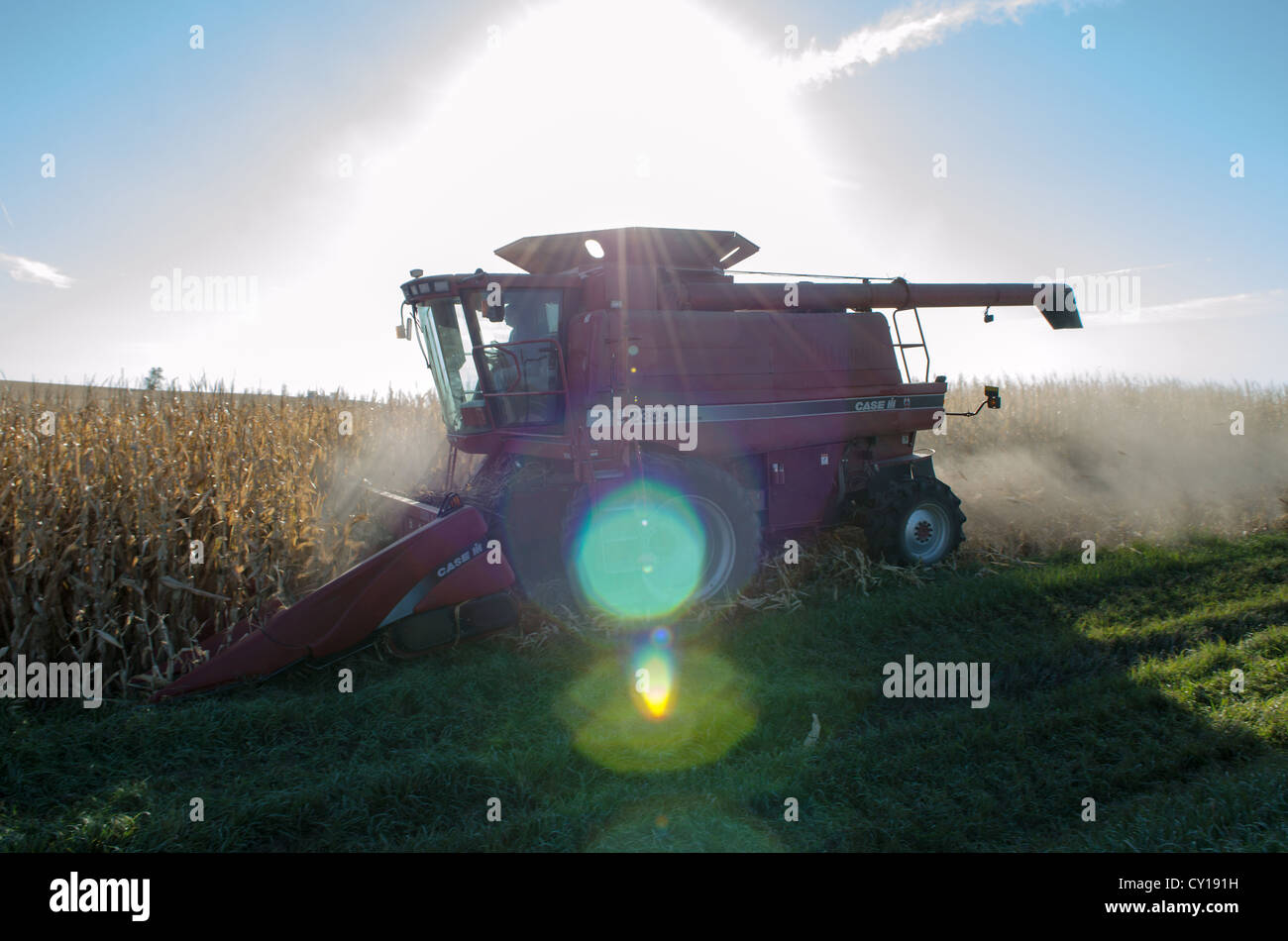 Tractor Harvesting American Field Stock Photo - Alamy