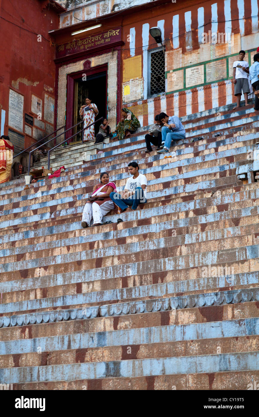 Indian man on ghats varanasi hi-res stock photography and images - Alamy