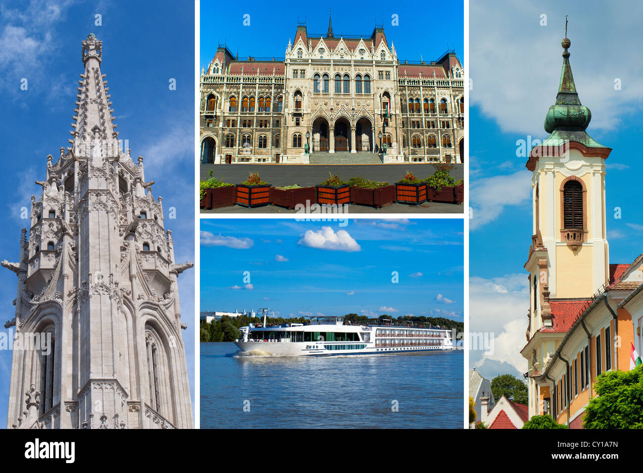 Collage of historical places in Budapest city, Hungary Stock Photo - Alamy