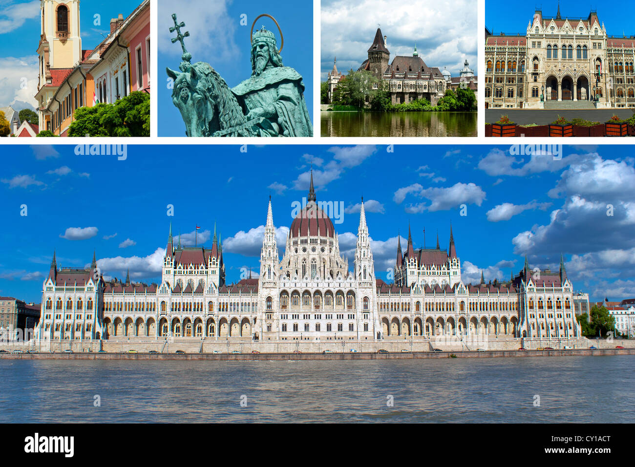 Collage of historical places in Budapest city, Hungary Stock Photo - Alamy