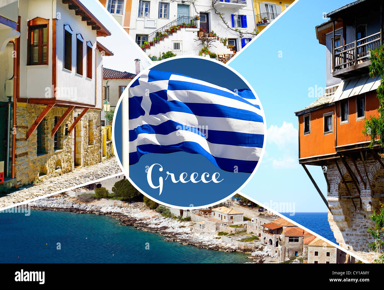 Collage of architecture and historical places in Greece Stock Photo - Alamy