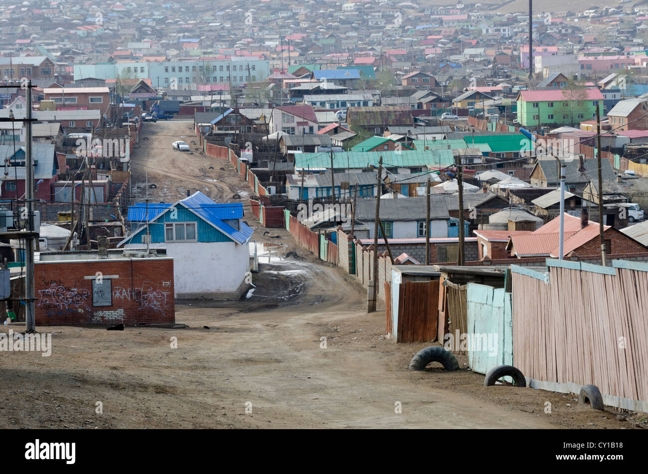 Street in Ger district, Ulaan Bataar, Mongolia Stock Photo - Alamy