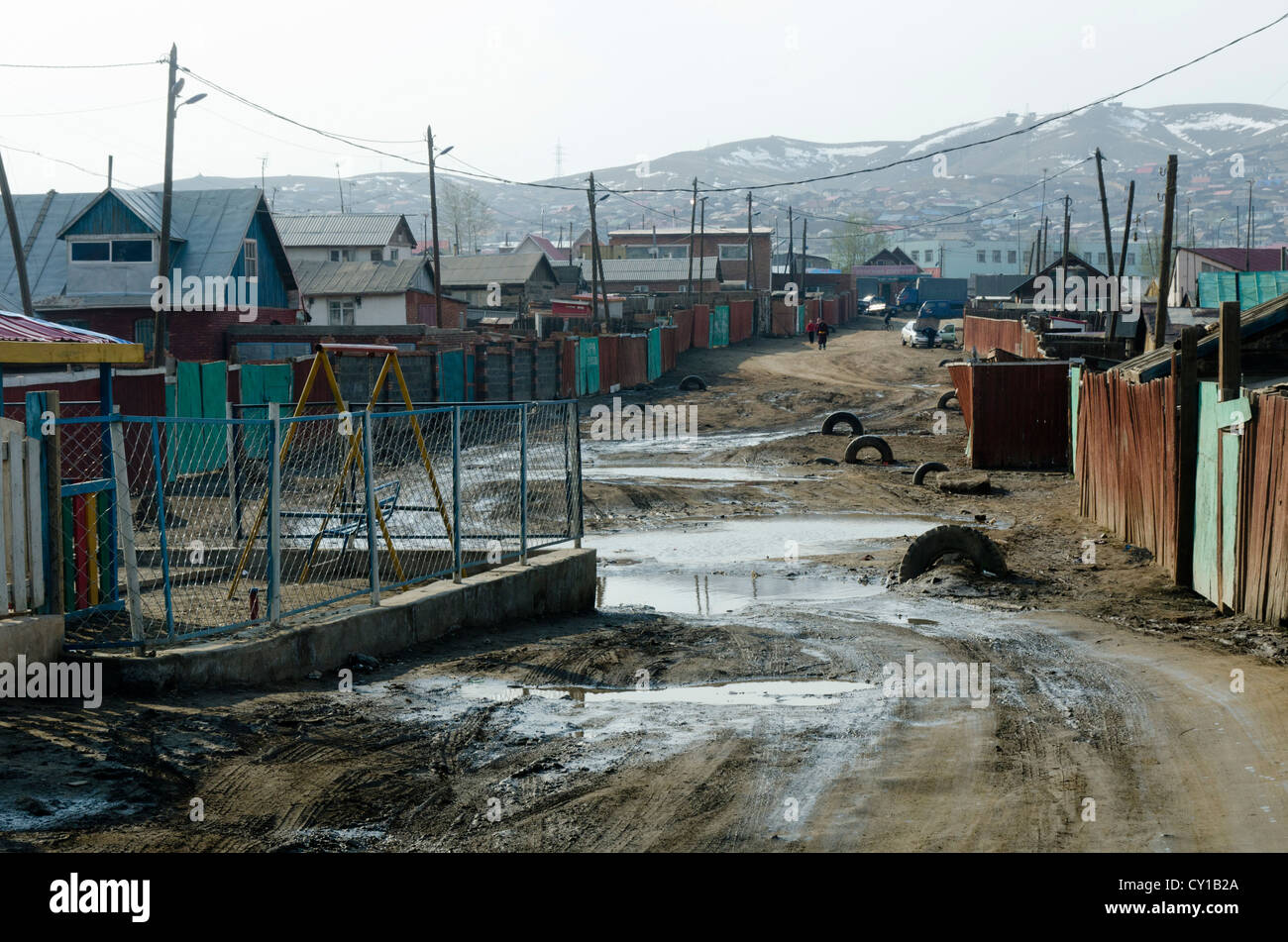 Street in Ger district, Ulaan Bataar, Mongolia Stock Photo - Alamy