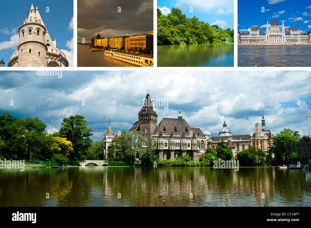 Collage of historical places in Budapest city, Hungary Stock Photo - Alamy