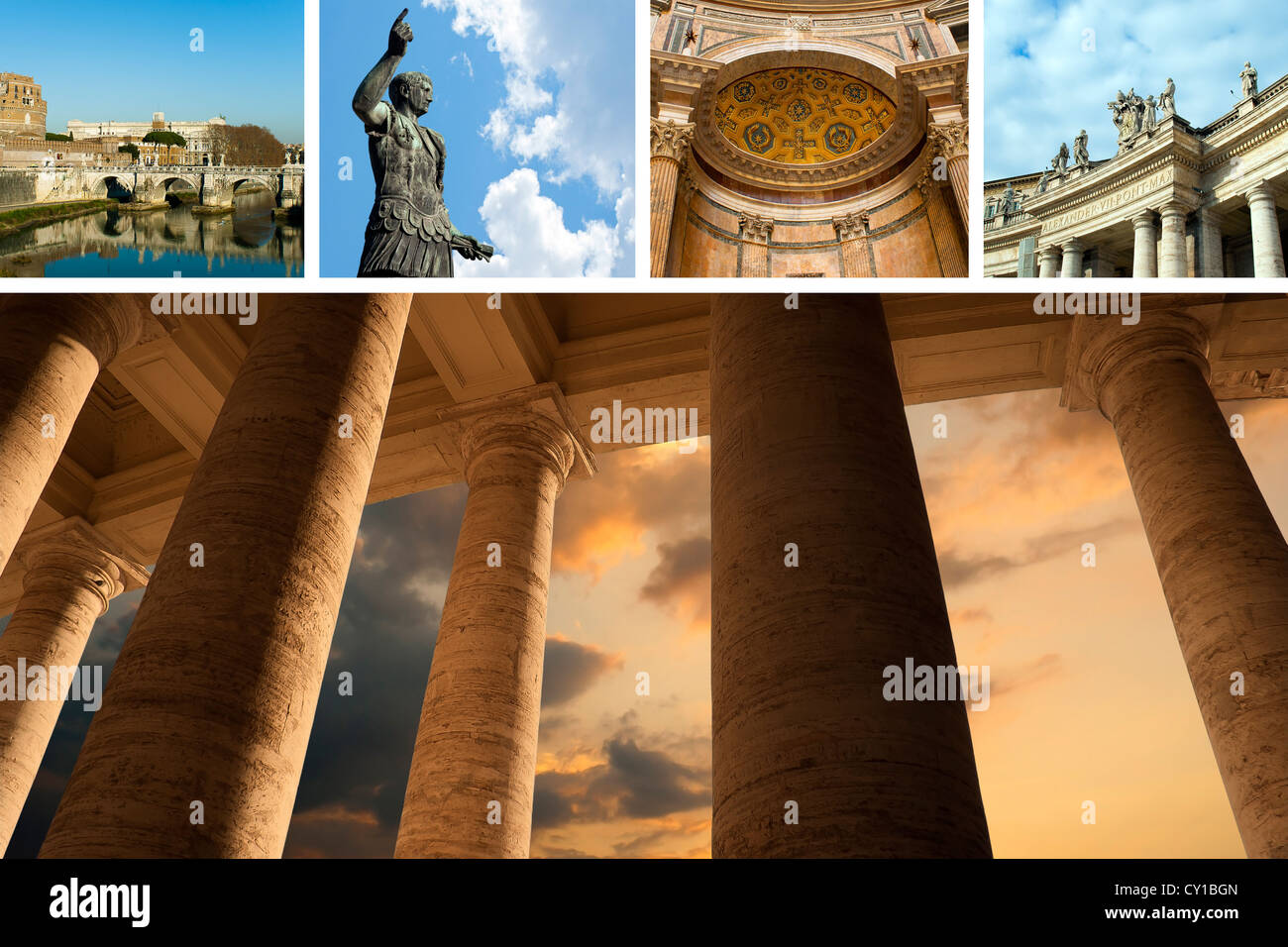 Famous colonnade of St. Peter's Basilica in Vatican at sunset, Rome ...