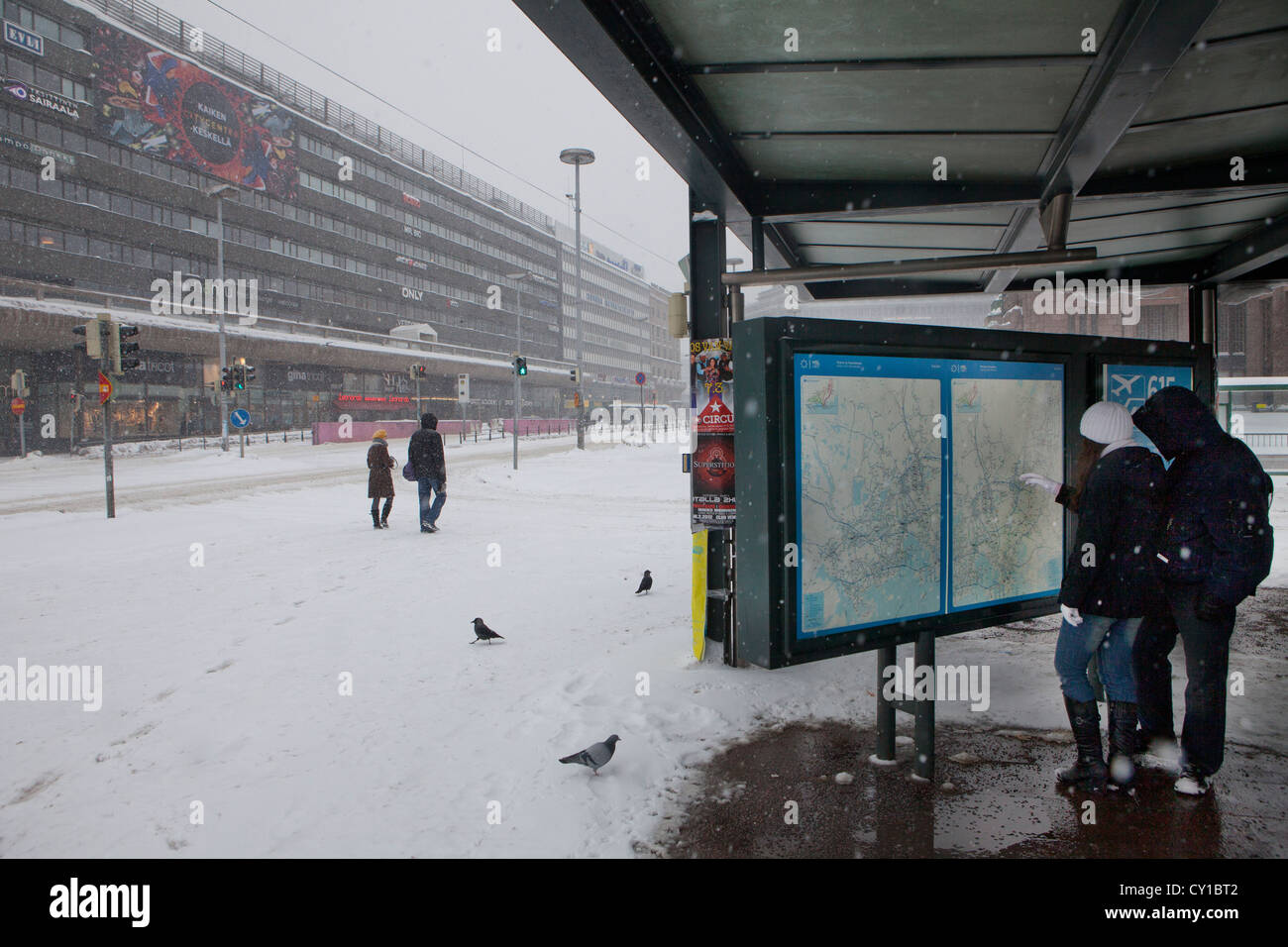 busstation in Helsinki Stock Photo - Alamy