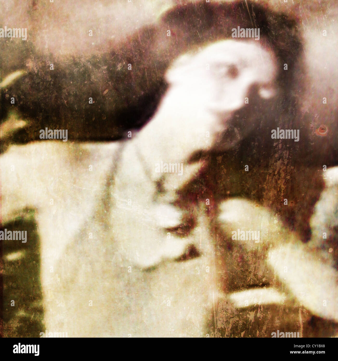 distressed image of a woman with head tilted back Stock Photo - Alamy