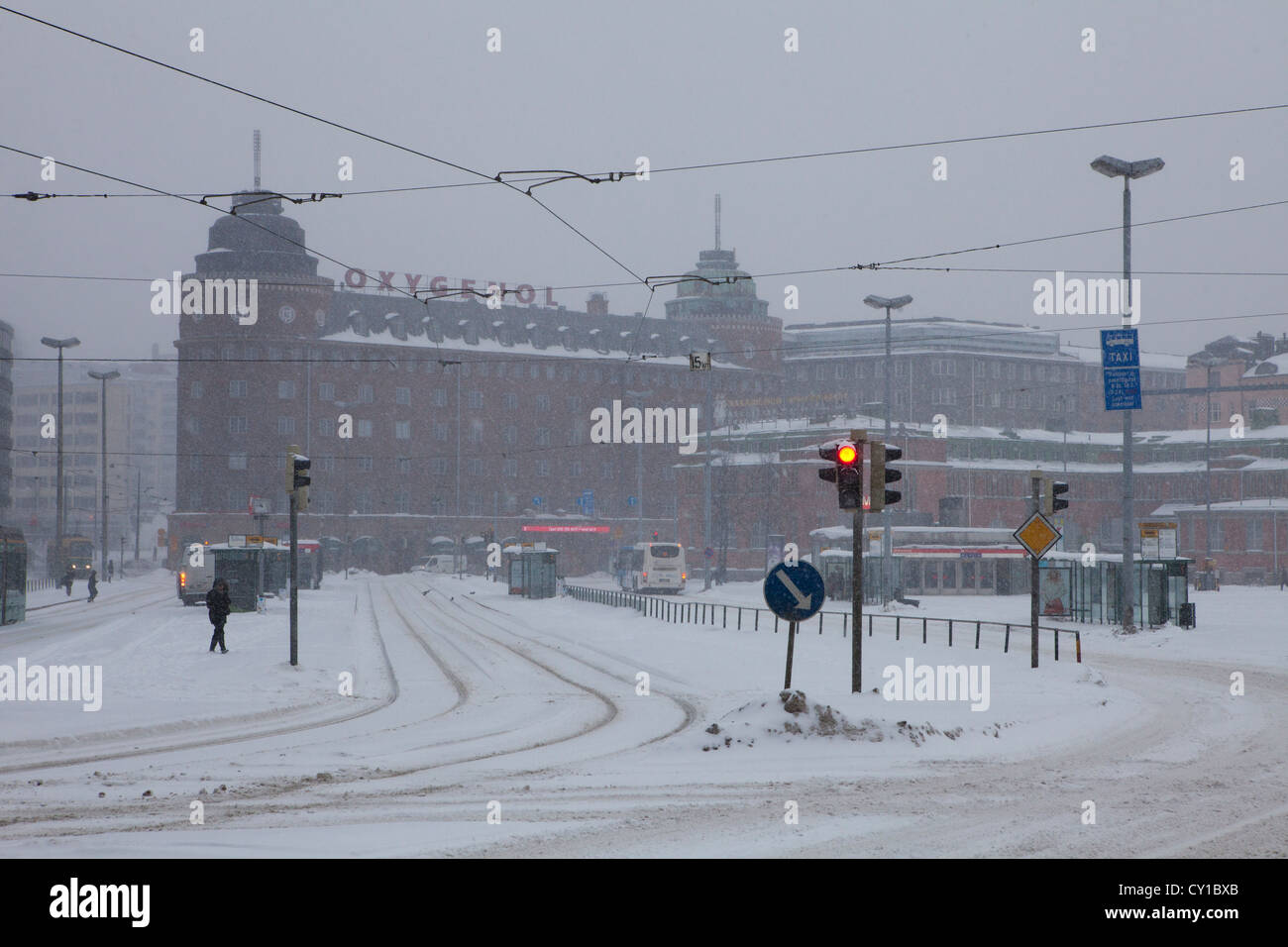 busstation in Helsinki Stock Photo - Alamy