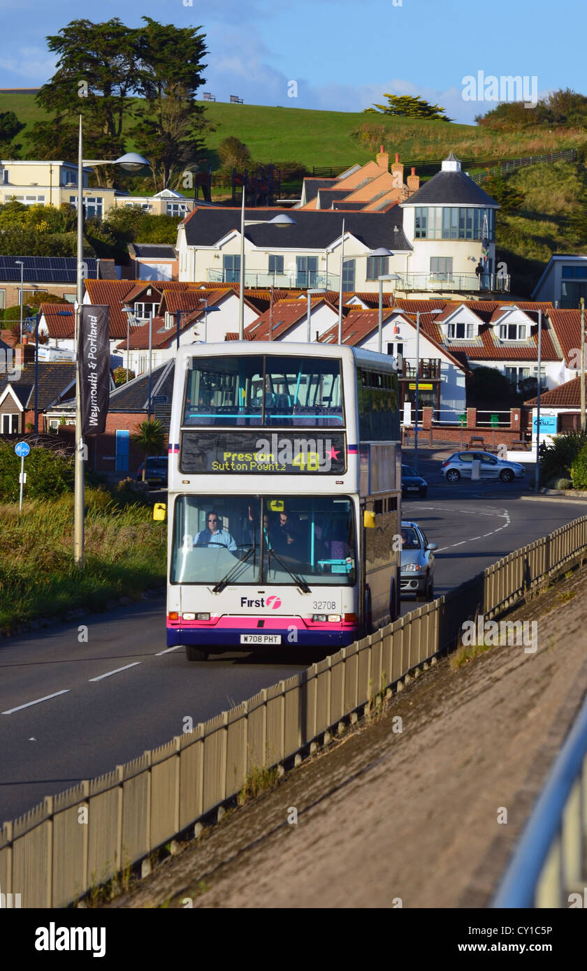 Bus into Weymouth Stock Photo - Alamy