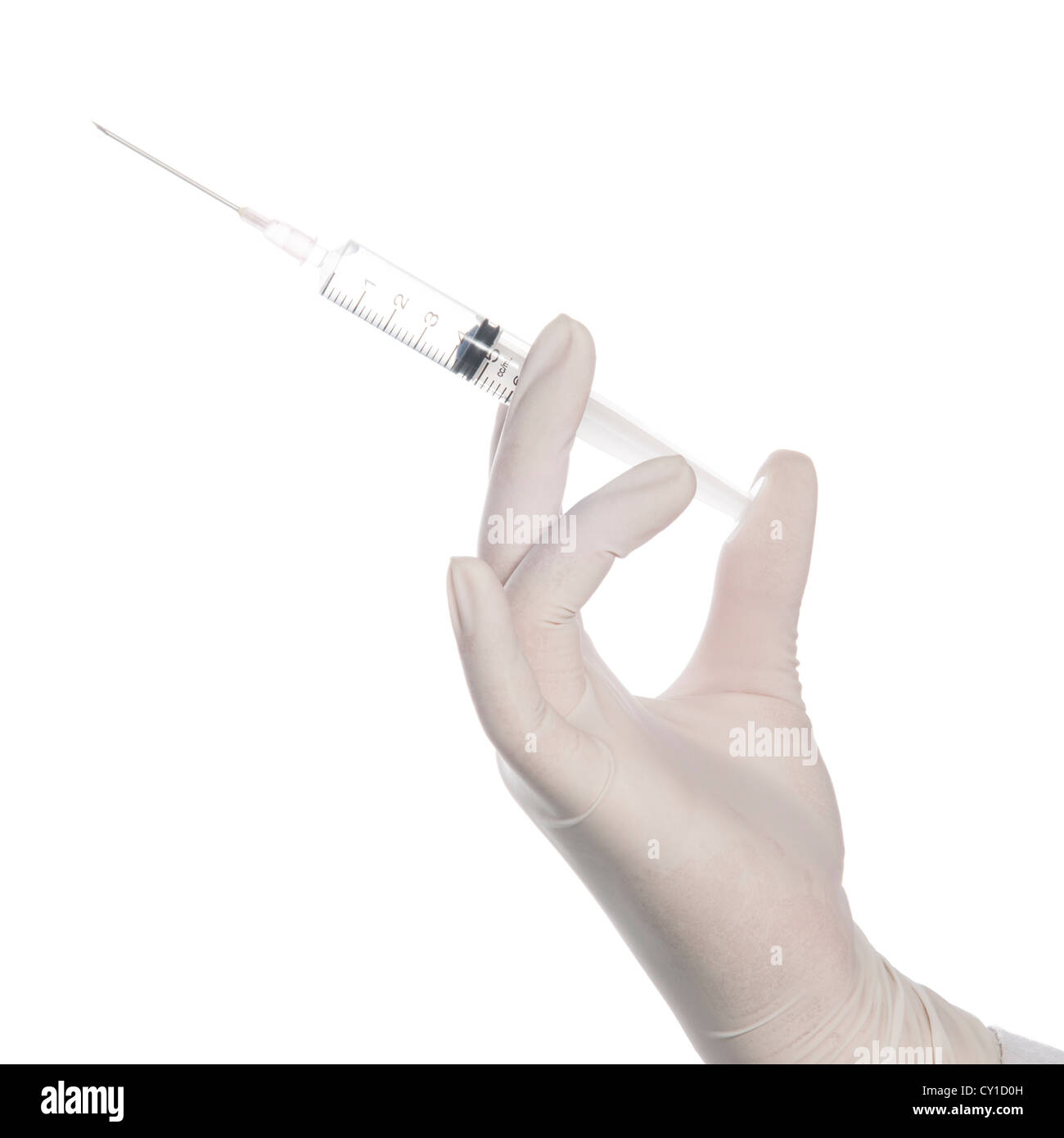 Hand holding syringe, on white background Stock Photo - Alamy