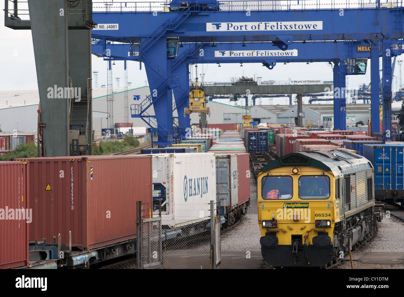 North rail-freight terminal, Port of Felixstowe, Suffolk, UK Stock ...