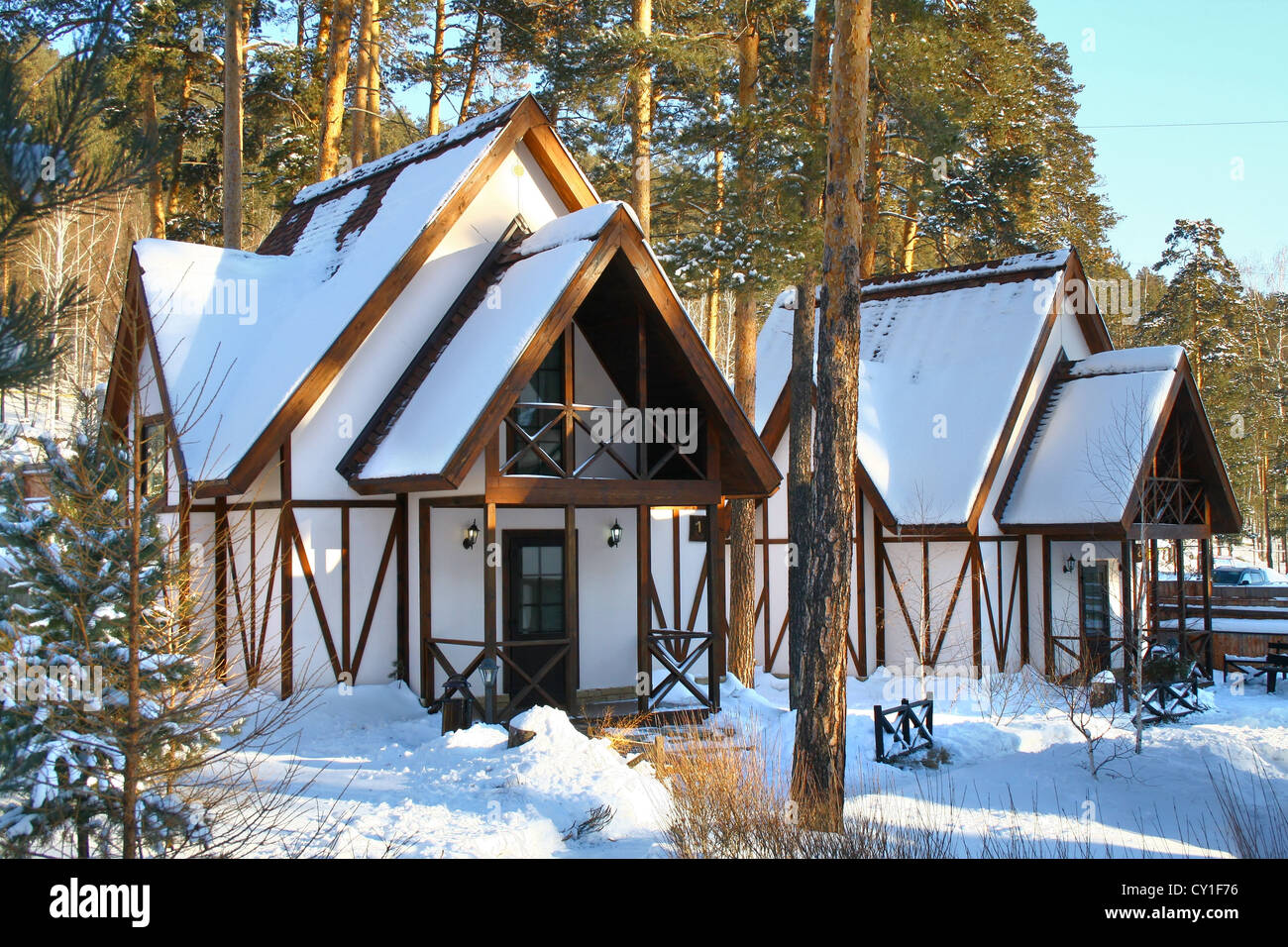 Houses in forest Stock Photo - Alamy
