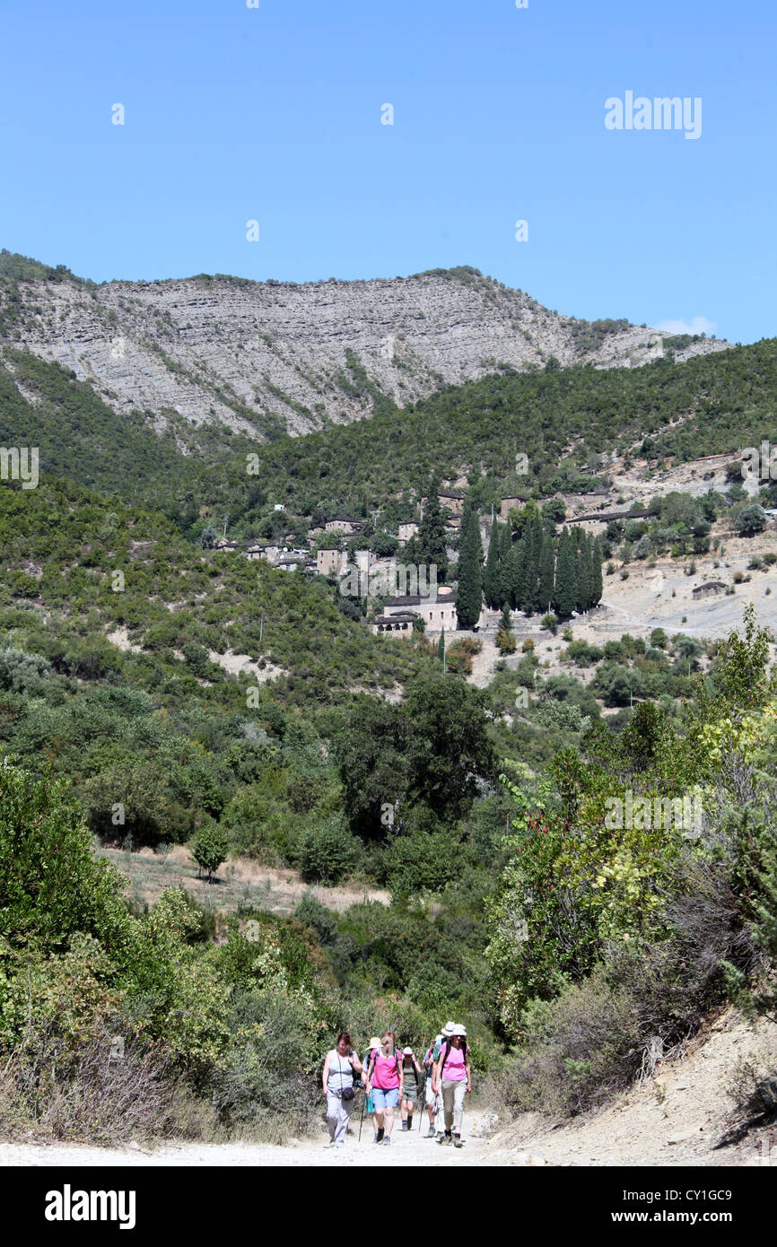 Hiking in the Mountains above the Albanian Town of Permeti Stock Photo ...