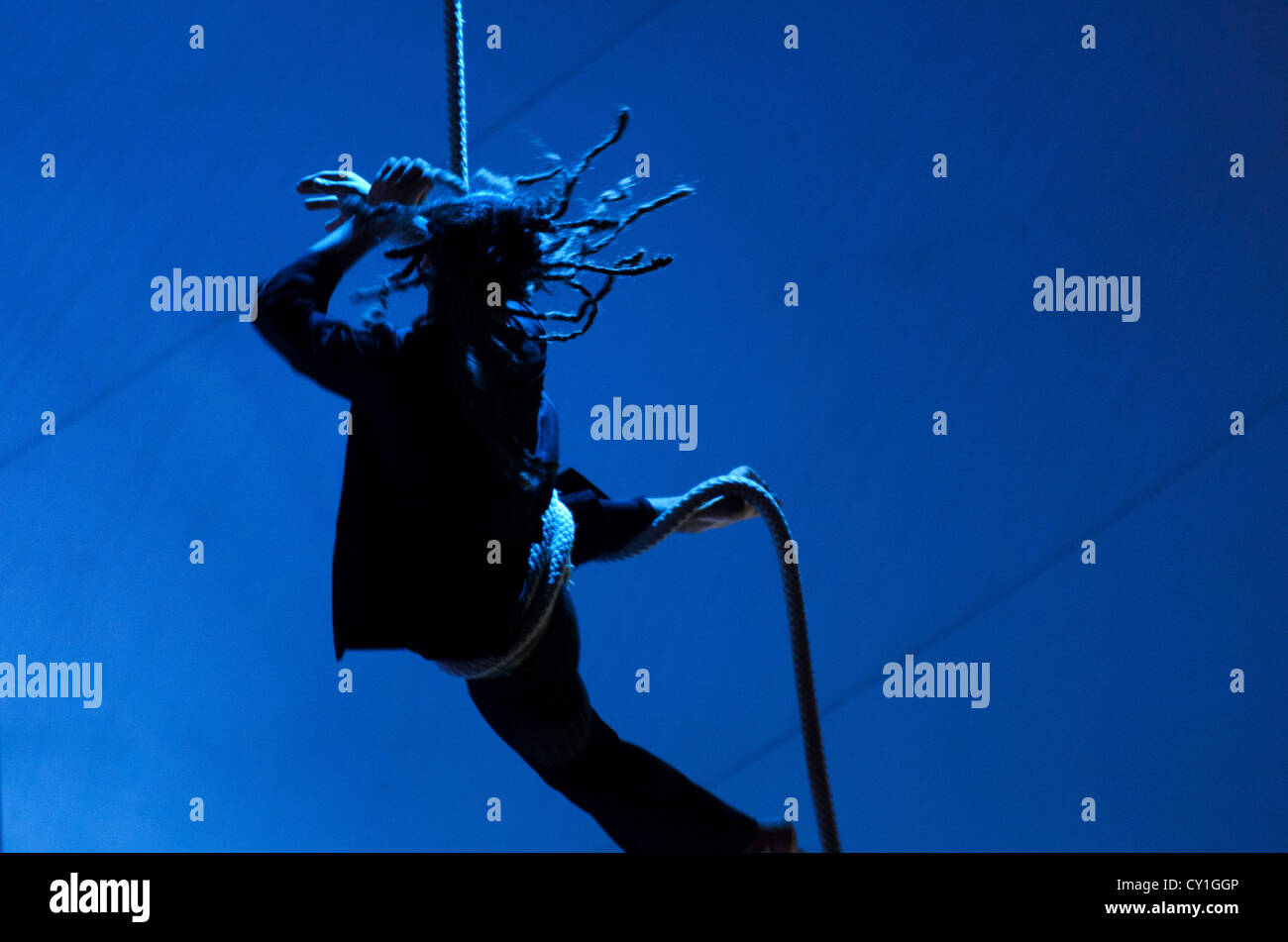 A performer from NoFit State circus performs at the circus company's ...