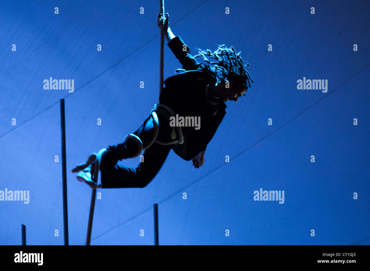 A performer from NoFit State circus performs at the circus company's ...