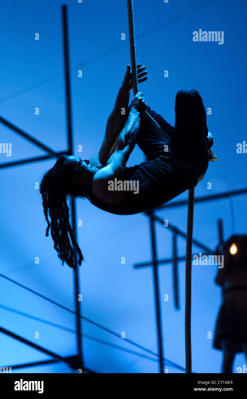 A performer from NoFit State circus performs at the circus company's ...