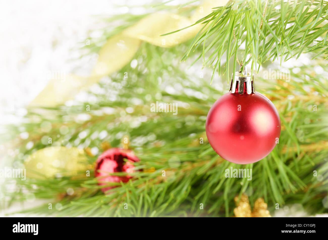 Christmas red ball over bright background Stock Photo - Alamy