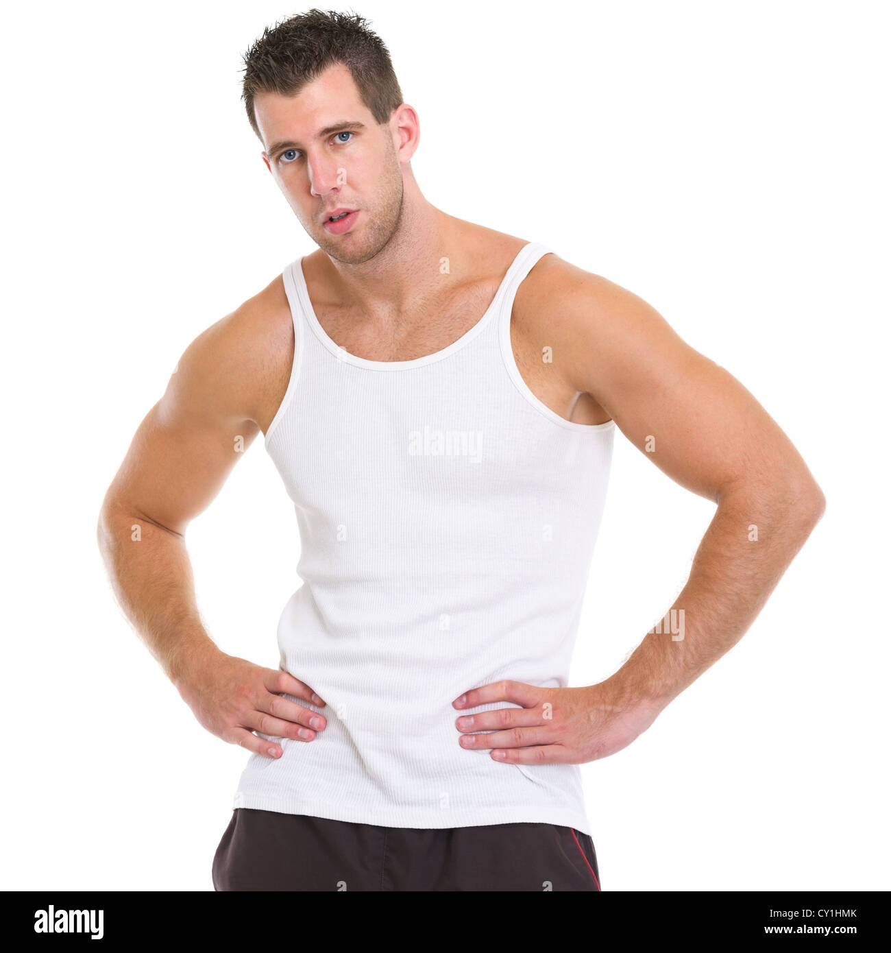 Portrait of tired after workout athletic man Stock Photo - Alamy