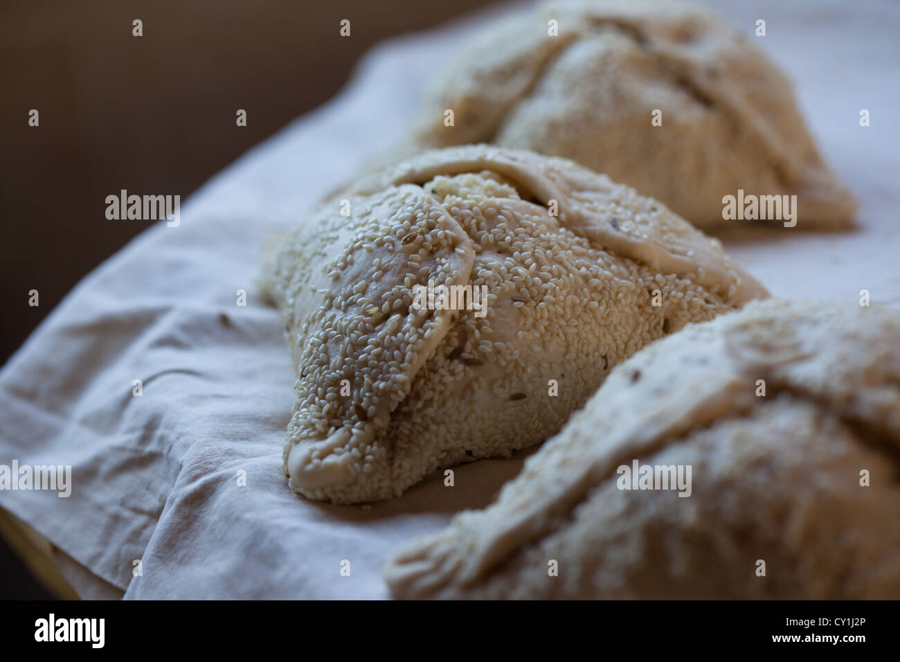 Flaouna traditional cheese pies, Cyprus Stock Photo - Alamy